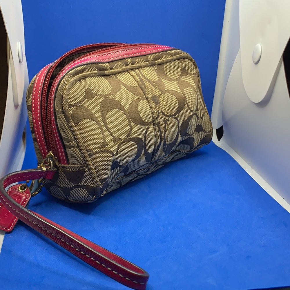 Coach Signature Logo Cosmetic Pouch Makeup Bag Case I… - Gem